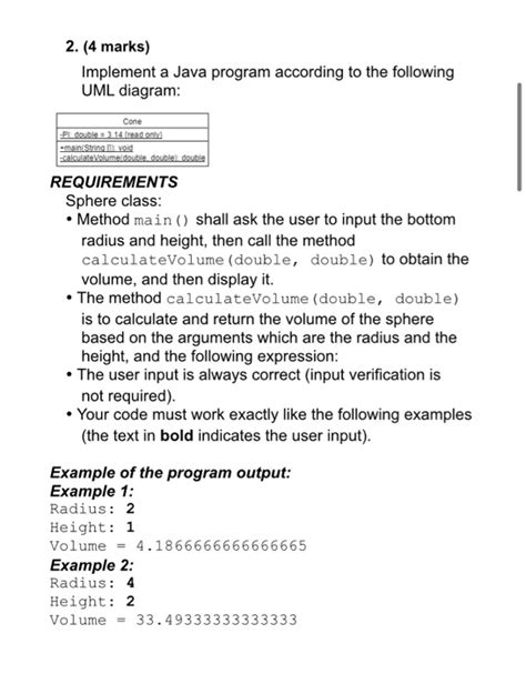 Solved 2 4 Marks Implement A Java Program According To