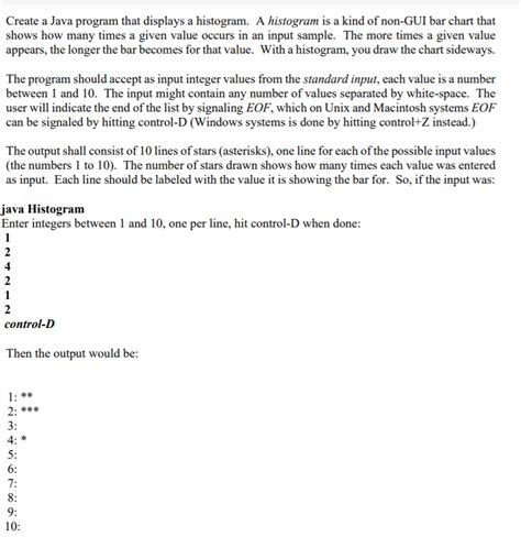 solved create a java program that displays a histogram a