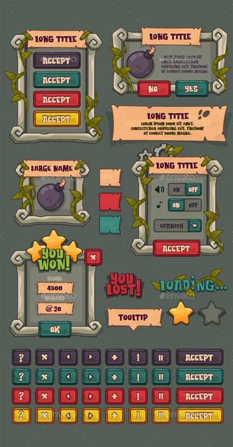 Ui Set 5 Vector Game Ui Design Graphic Design Portfolio Inspiration Graphic Design