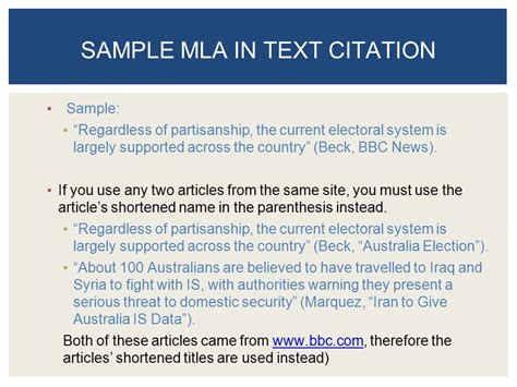 In Text Citation Examples Mla Website