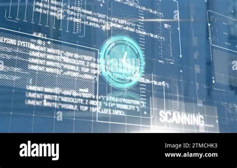 Animation Of Digital Clock Texts Graphs Loading Bar Computer