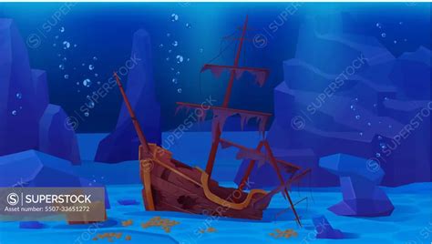 Sunken Pirate Ship Illustration
