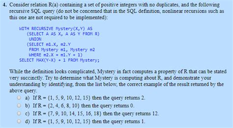 Solved 4 Consider Relation Ra Containing A Set Of