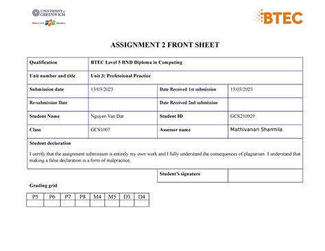 Assignment 2 1620 Eededed Assignment 2 Front Sheet Qualification Btec Level 5 Hnd Diploma In