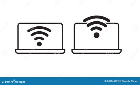 Laptop And Wifi Icon Vector Isolated Editable Illustration Of A Laptop Stock Vector
