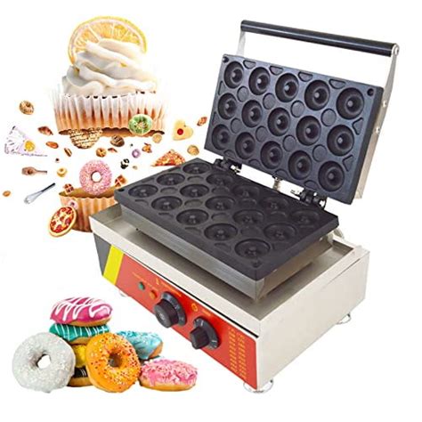 Intbuying 15pcs Mini Dount Maker Machine Commercial Electric Waffle Donut Machine