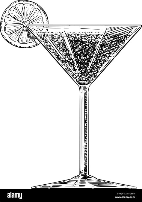 Cocktail Glass Drawing