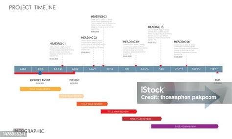 프로젝트 타임라인 다이어그램 비즈니스를 위한 인포그래픽 로드맵 템플릿입니다 12 개월 현대 타임 라인 다이어그램 달력 프레젠테이션 벡터 인포 그래픽 개념에 대한 스톡 벡터