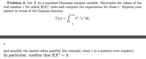 Solved Problem 2 Let X Be A Standard Gaussian Random