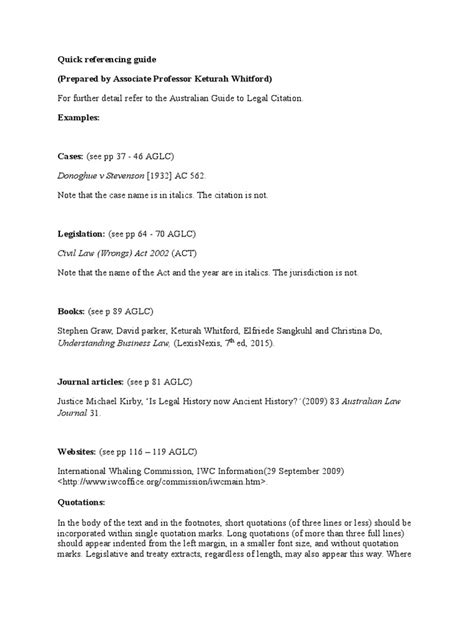 Aglc Quick Referencing Guide Download Free Pdf Citation Public Sphere