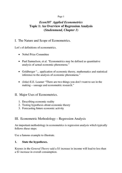 008101729 Project Identification Econ107 Applied Econometrics Topic 1 An Overview Of