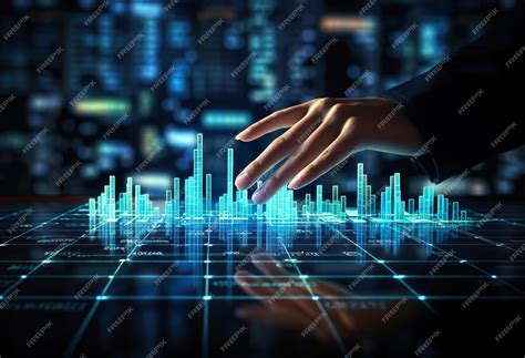 Premium Photo Analytics Hologram Hand Financial Chart Data Busin
