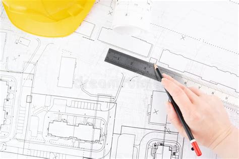 Autocad Engineer Architect Builder Draws A Plan Of Structures And