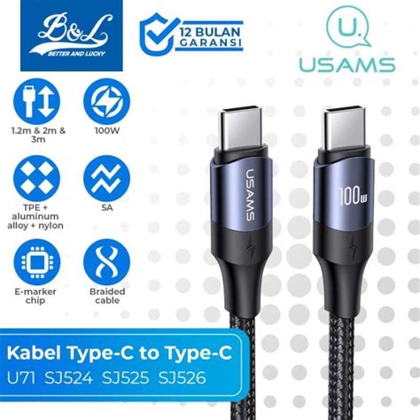 Promo Usams U71 Kabel Data Type C To Type C 100w Pd Fast Charging 1