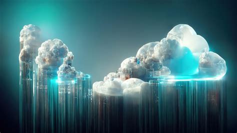 Premium Photo Digital Cloud Computing Big Data Online Service Concept D Render