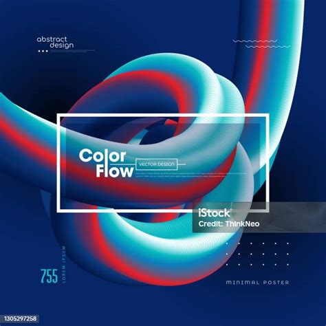 현대 컬러풀 플로우 포스터 파란색 배경에 웨이브 액체 모양 0명에 대한 스톡 벡터 아트 및 기타 이미지 0명 3차원 형태 개념 Istock