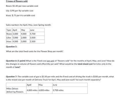 Solved Question 5 8 5 Per Question For 5 7 8 And 1 Point Chegg Com