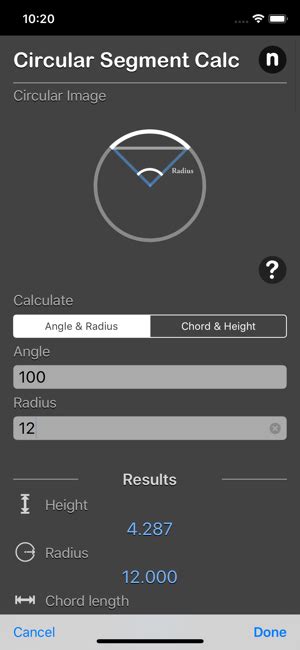 Circular Segment Calculator Ios Apps For Iphone And Ipad Nitrio