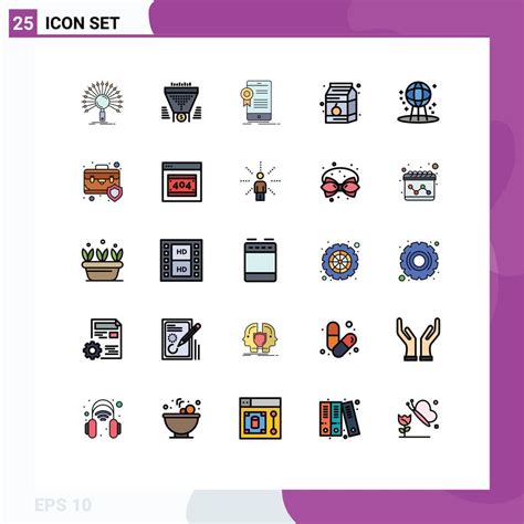 Universal Icon Symbols Group Of 25 Modern Filled Line Flat Colors Of Food Breakfast Dollar