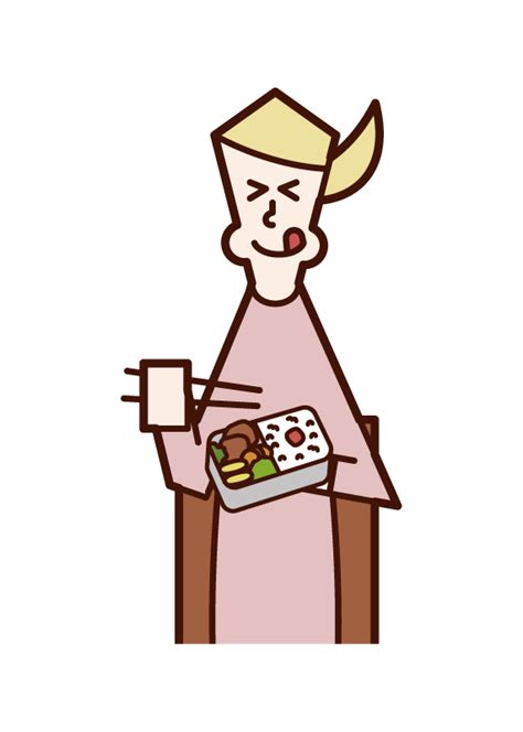 맛있는 도시락을 먹는 여성의 일러스트 무료 일러스트 소재집 Kukukeke