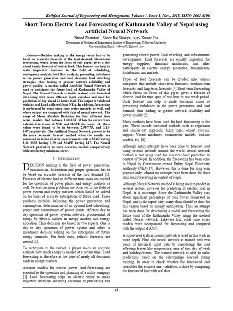 Short Term Electric Load Forecasting Of Pdf Artificial Neural Network Forecasting