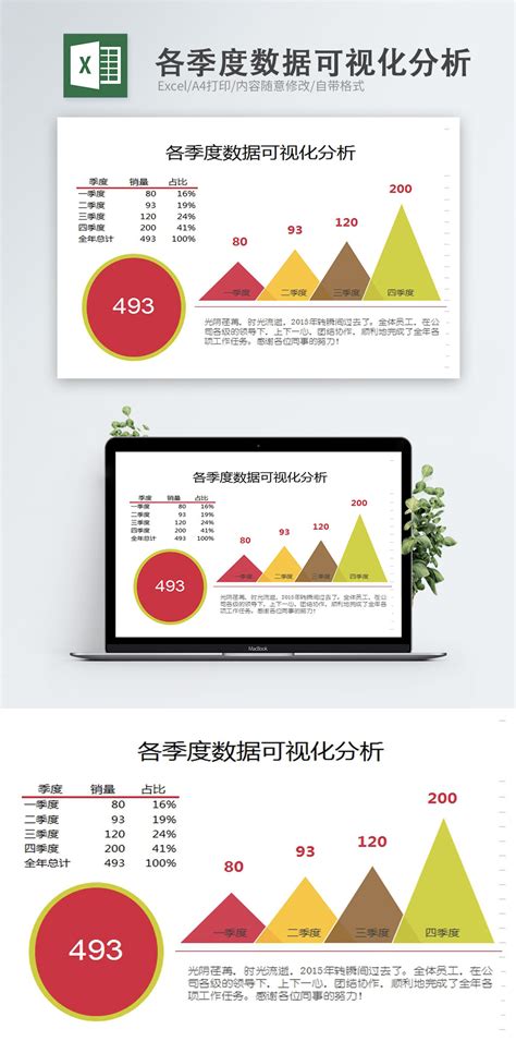 各季度數據可視化分析excel表格範本檔 Excel表格範例模板免費下載 Lovepik