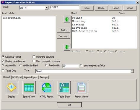 Report Formatter Dialog
