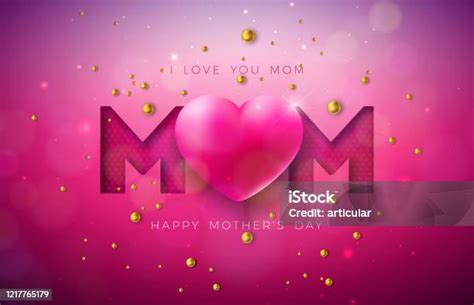 나는 엄마를 사랑해요 빨간 배경에 마음과 진주와 행복 어머니의 날 인사말 카드 디자인입니다 배너 전단지 초대장 브로셔 포스터에 대한 벡터 축하 일러스트 템플릿 0명에 대한