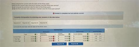 Solved Compute The Acid Test Ratio For Each Of The Three