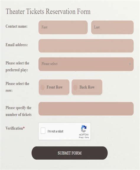 Free Theater Tickets Reservation Form Template 123formbuilder