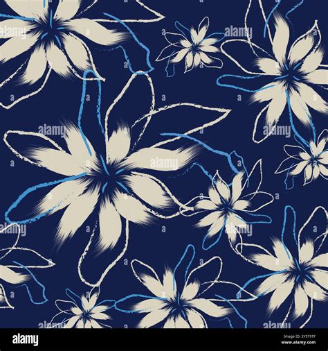A Monochromatic Floral Pattern Where Soft White Abstract Flowers
