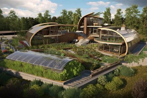 Modern Urban Farm With Eco Friendly Architecture Stock Illustration Illustration Of City