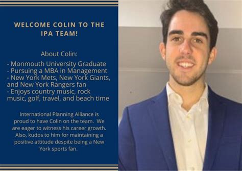 Meet Colin Byrd Another Newcomer To The Ipa Team Colin Graduated From