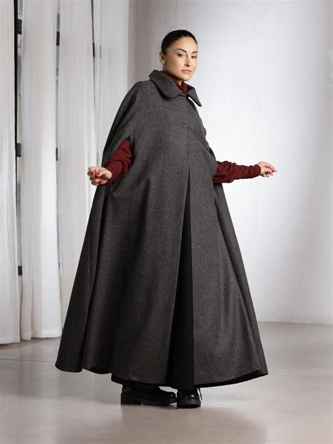 Wool Cloak Wool Cape Coat Long Winter Cape Maxi Coat Women Etsy