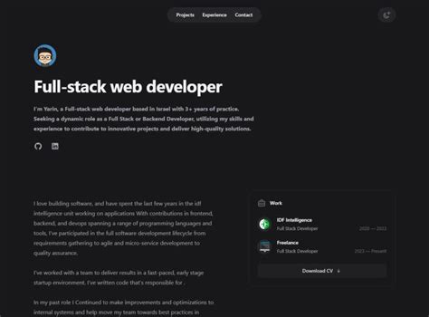 Github Yarinshyperportfolio Site For Showcasing Some Of My Work Built With Tailwind Ui