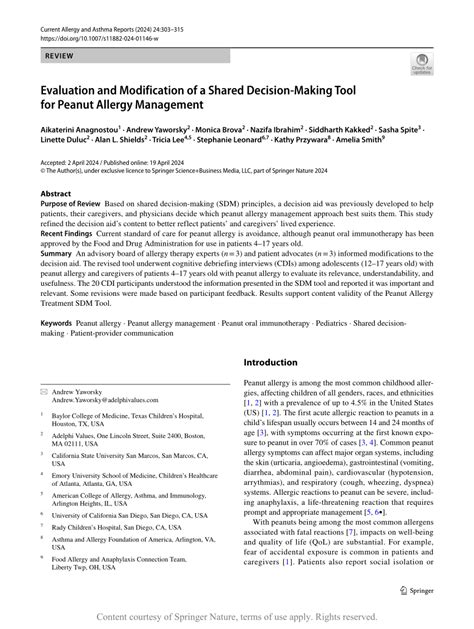 Evaluation And Modification Of A Shared Decision Making Tool For Peanut Allergy Management