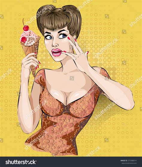 Sexy Pop Art Woman Portrait Ice Stock Vector Royalty Free 373388014