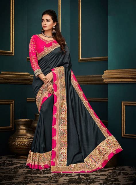Grey Embroidered Silk Saree With Blouse Lilots 2952163