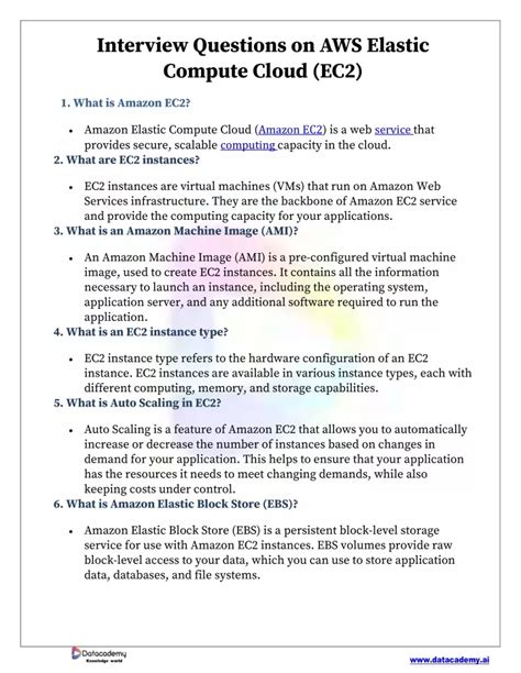ppt interview questions on aws elastic compute cloud ec2 powerpoint