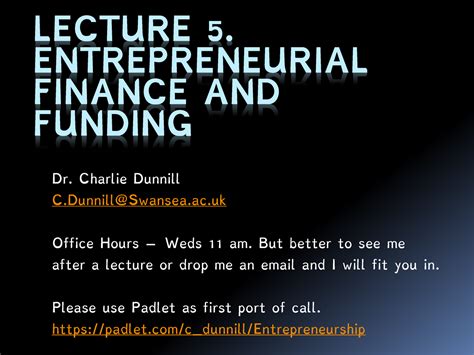 Entrepreneurship L5 Lecture Notes 5 Lecture 5 Entrepreneurial