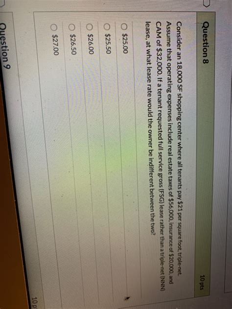 Solved Question 8 10 Pts Consider An 18000 Sf Shopping