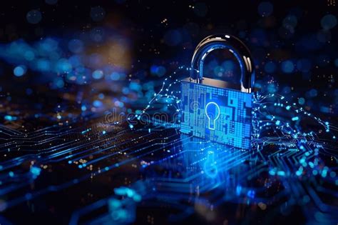 Cyber Security Concept With Padlock On Circuit Board Stock Illustration