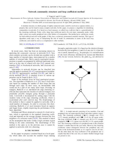 Pdf Network Community Structure And Loop Coefficient Method