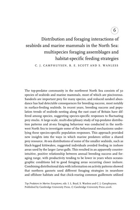 Pdf Distribution And Foraging Interactions Of Seabirds And Marine Mammals In The North Sea