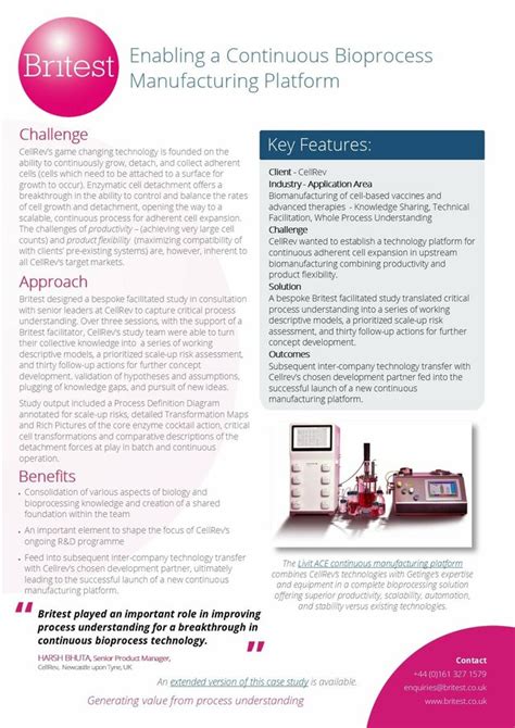 Britest A Continuous Bioprocess Manufacturing Platform