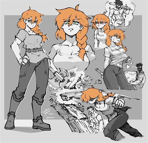 Steve And Alex Minecraft Drawn By Za1f0n Danbooru