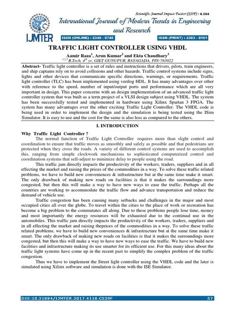 Traffic Light Controller Using Vhdl Pdf Field Programmable Gate Array Hardware Description