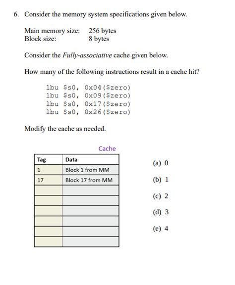 Solved 6 Consider The Memory System Specifications Given