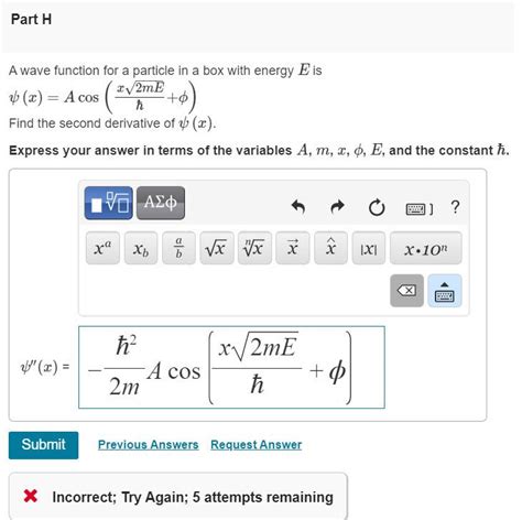 Solved Part H A Wave Function For A Particle In A Box With Chegg