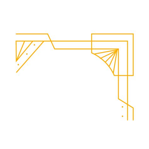Corner Art Deco Outline Stroke Ornament In Golden Color For Classy And